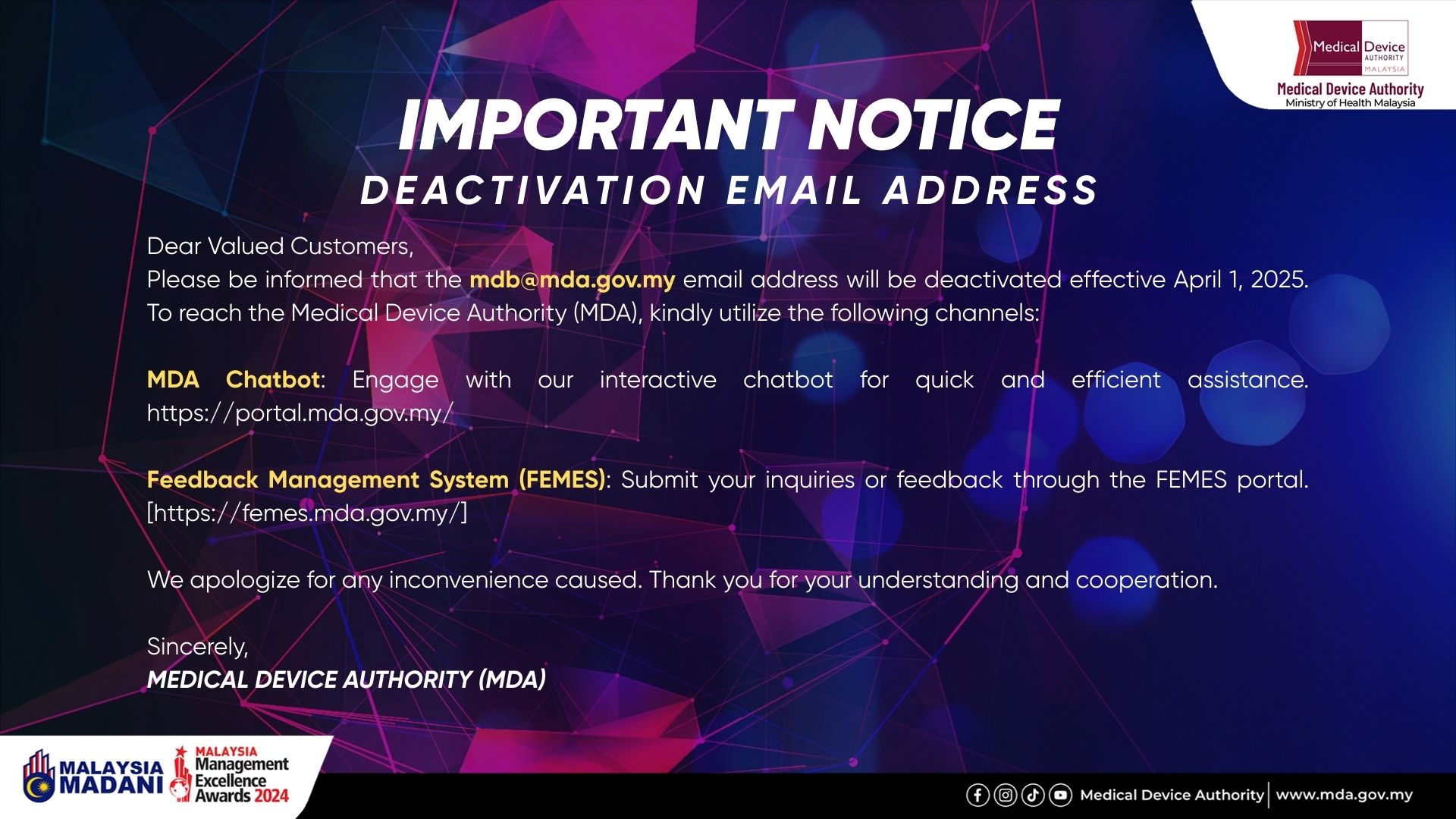 Official Portal of Medical Device Authority (MDA) Malaysia